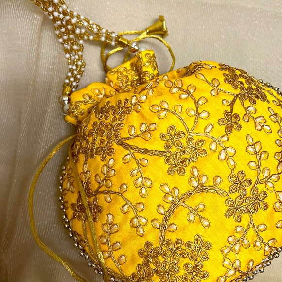 Bags | Indian Pakistani Potli Bag With Beaded Handles Color Yellow 154 ...